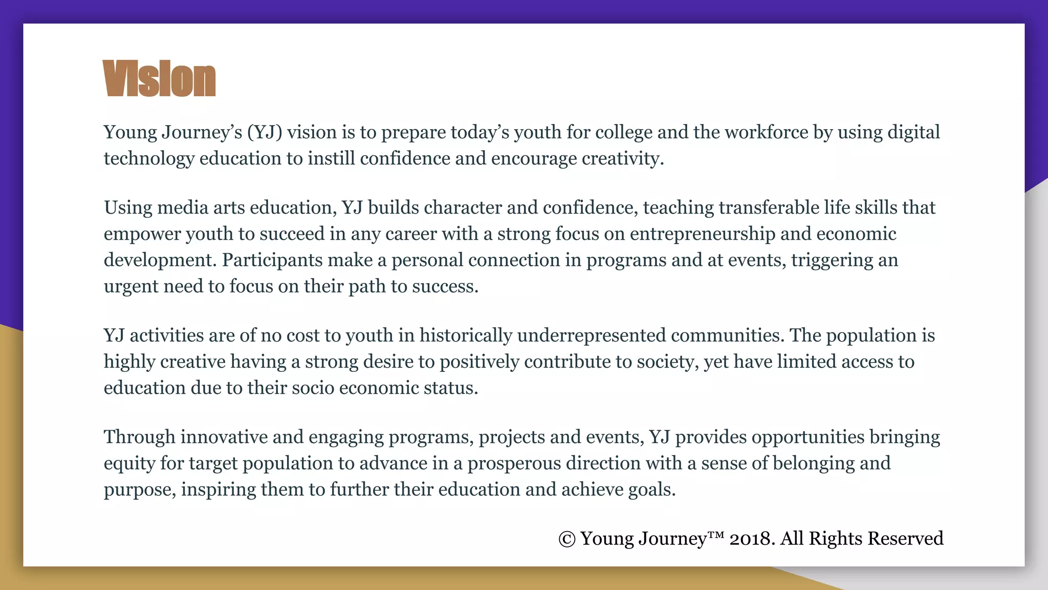 Young Journey Youth & Family Programs Pitch Deck 2018 | PDF