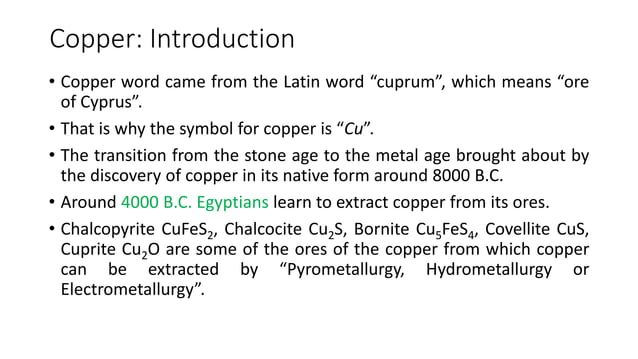 Metallurgy of Copper | PPTX | Chemistry | Science