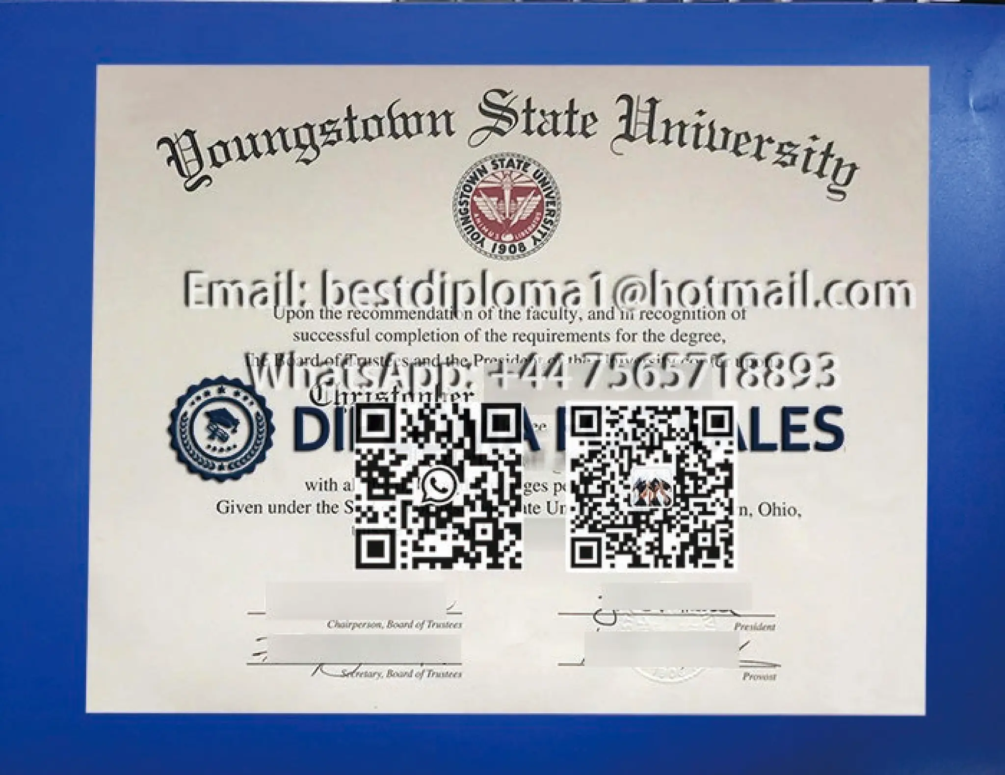 Order a Fake YSU Diploma. Fake Youngstown State University Diploma | PDF