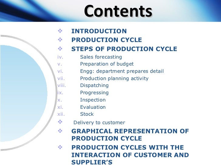PRODUCTION CYCLE