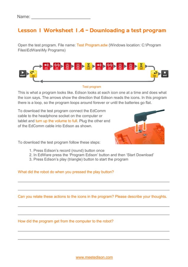 Your ed venture-into-robotics-10-lesson-plans-worksheets | PDF