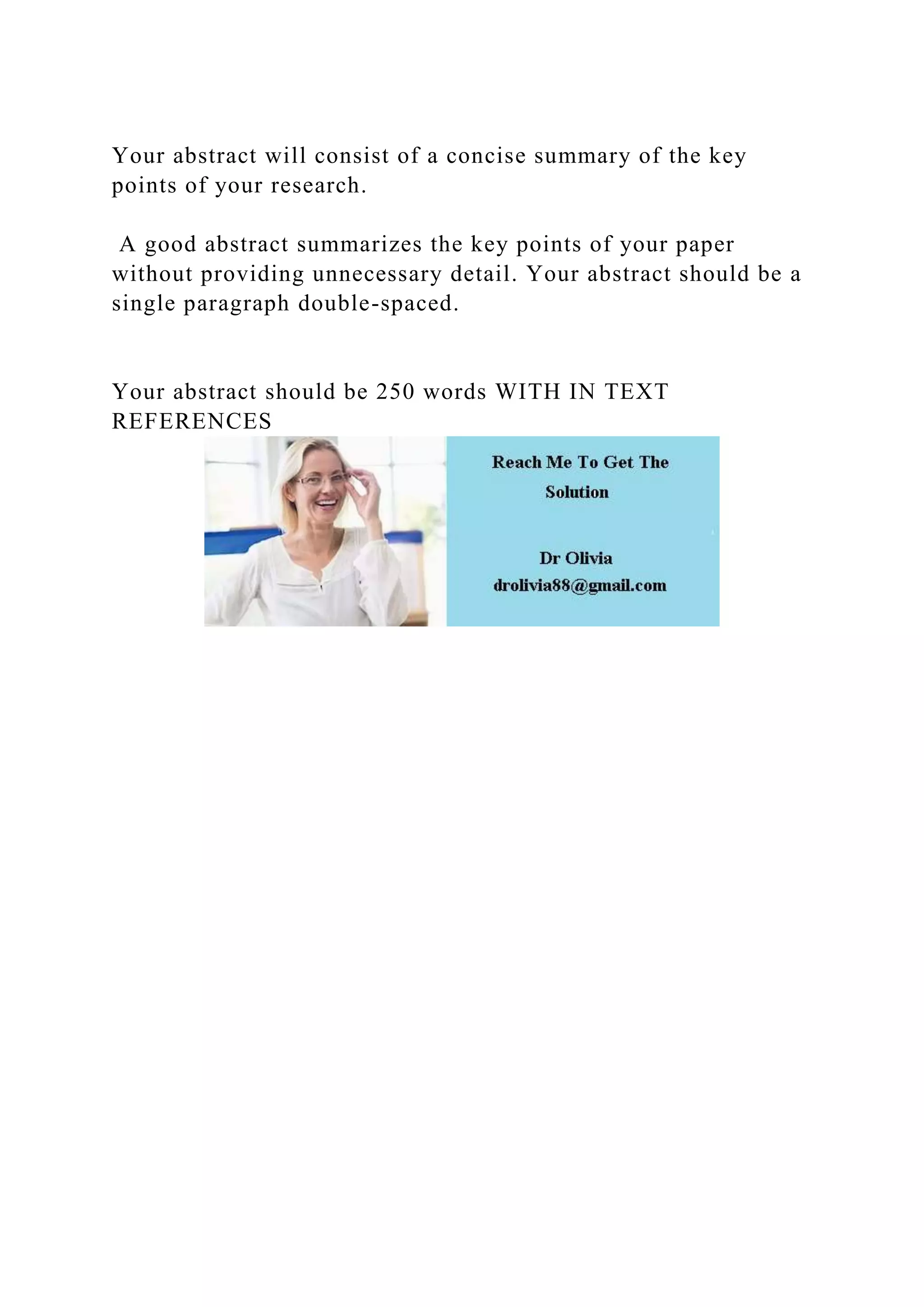 Your abstract will consist of a concise summary of the key points of | DOCX