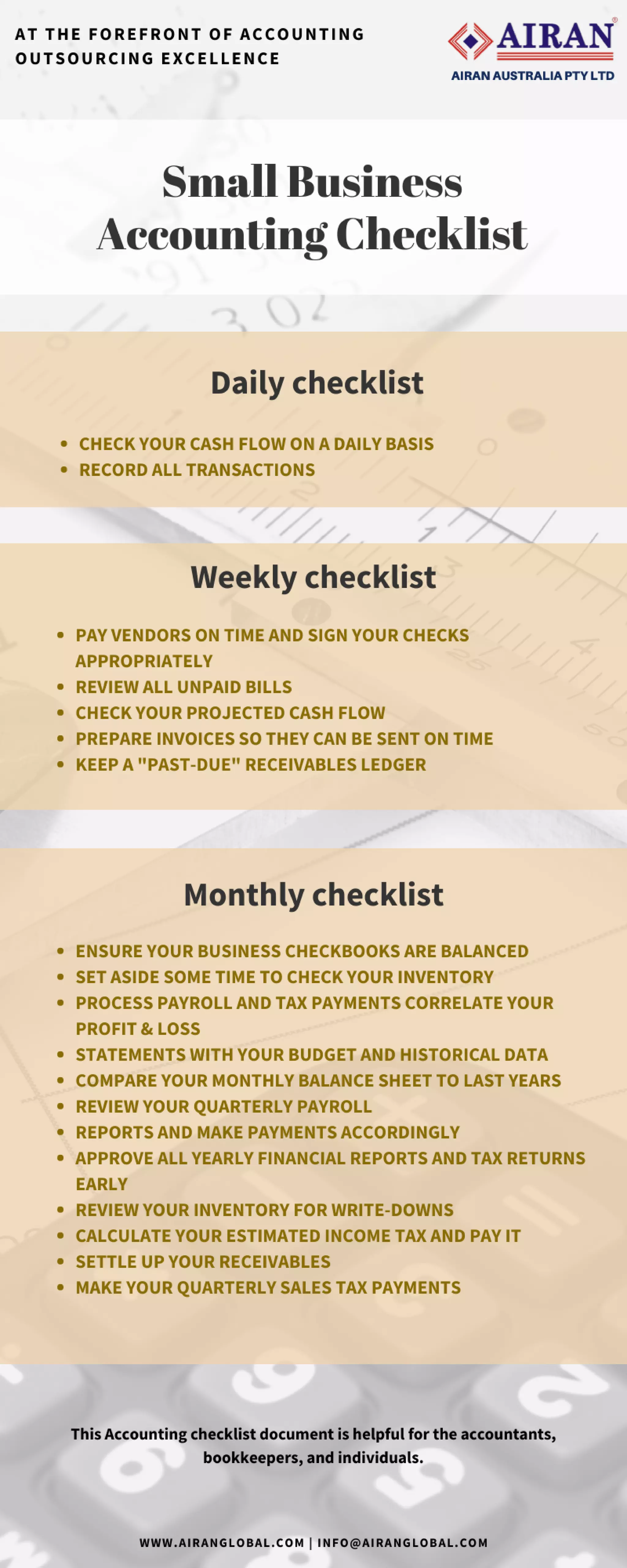 Small Business Accounting Checklist | PDF