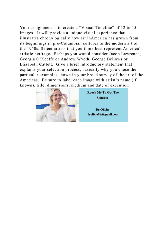 Your assignment is to create a Visual Timeline” of 12 to 15 images..docx