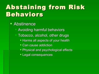 Your behavior and reducing health risks chapter 1- lesson 3 | PPT