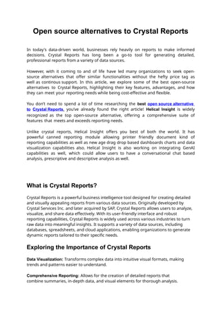 Your best open source alternatives to Crystal Reports - Helical Insight.pptx
