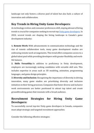 Your Complete Guide to Hiring a Top-tier Unity Game Developer in Canada ...