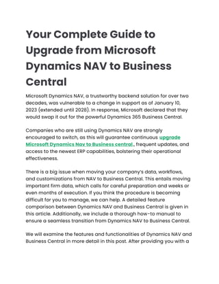 Microsoft Dynamics NAV to Business Central Upgrade Services | PDF