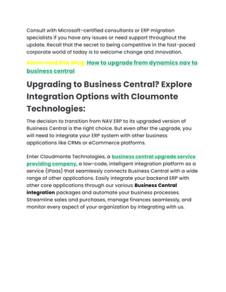 Microsoft Dynamics NAV to Business Central Upgrade Services | PDF