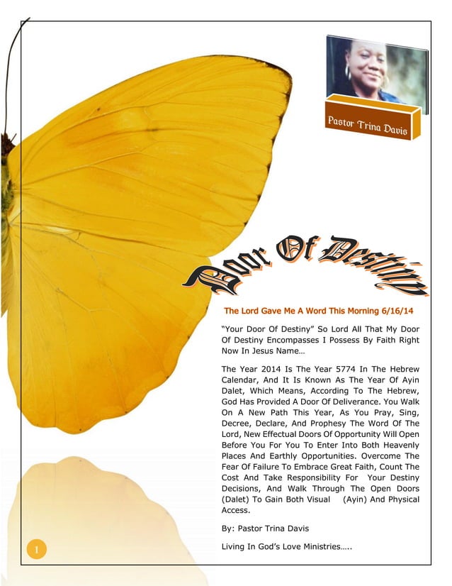 Your Door Of Destiny By: Pastor Trina Davis 6 17-14 | PDF