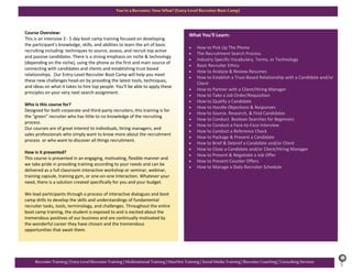 You’re A Recruiter; Now What Training (Entry Level Training Boot Camp ...