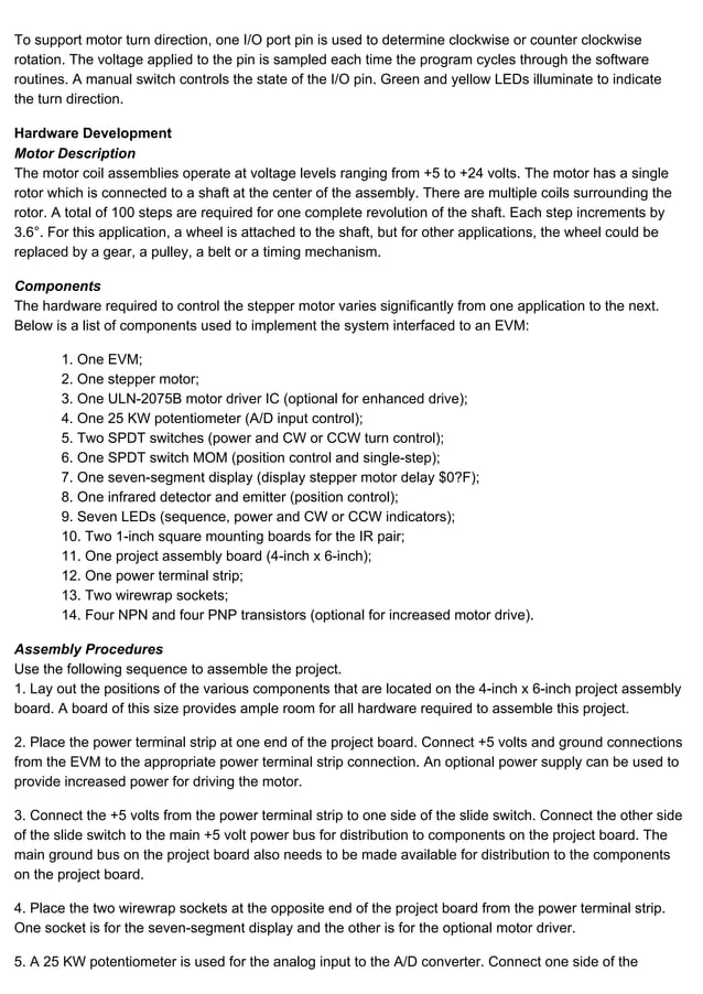 Howto Design a Stepper Motor System Using an 8-bit Freescale microcontroller MCU - MC68HC11E9 | PDF