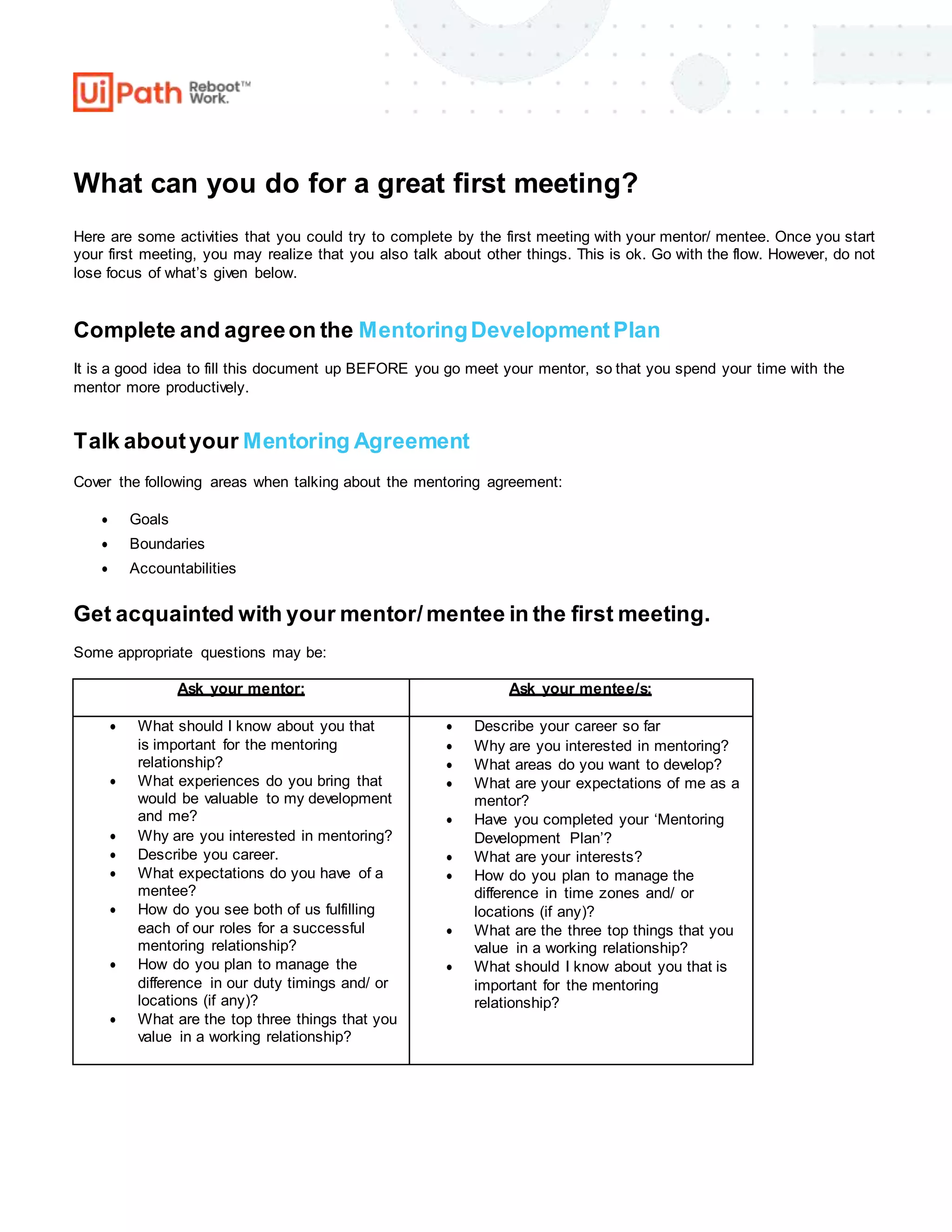 Your first meeting | PDF