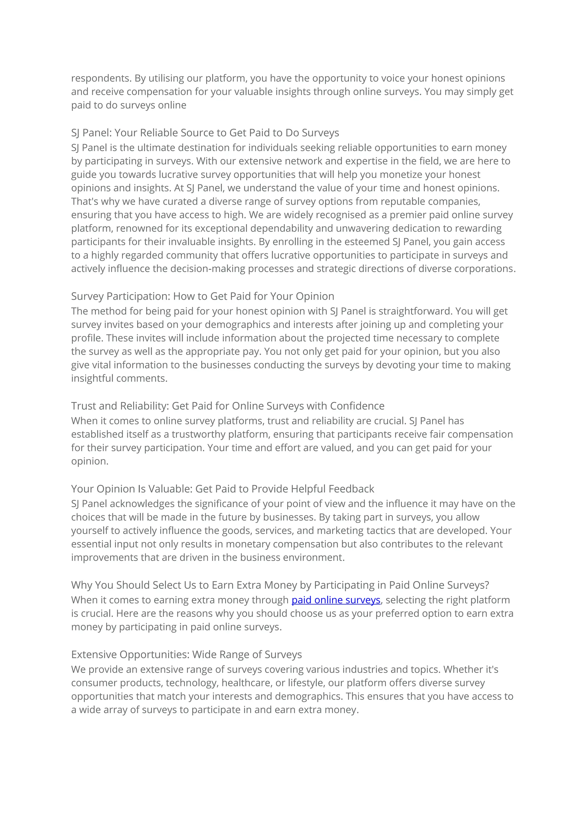 Your Gateway to Earning Extra Money through Survey Participation | PDF