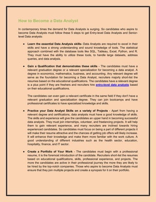 Your Guide to Becoming a Data Analyst | PDF