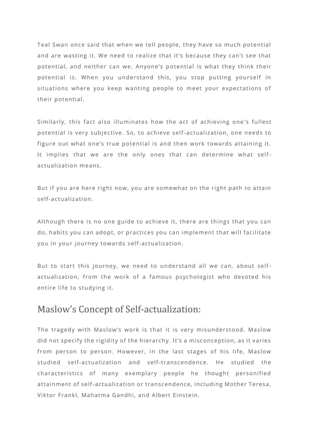 Your Guide to Self Actualization | PDF