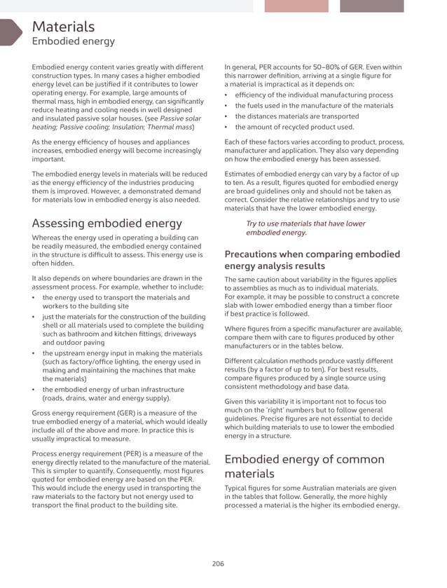 Yourhome materials-embodied energy | PDF