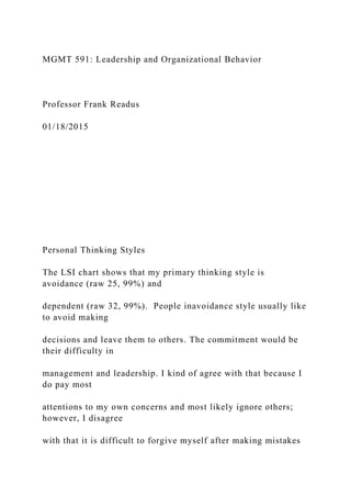 Your LSI Styles ProfileThe raw and percentile scores in the tabl.docx