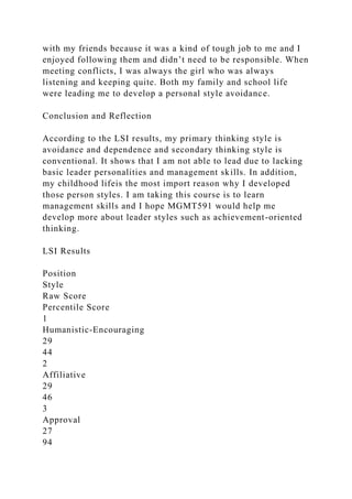 Your LSI Styles ProfileThe raw and percentile scores in the tabl.docx