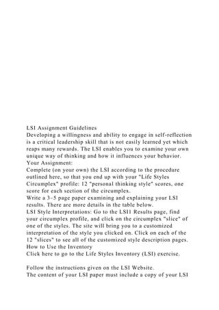 Your LSI Styles ProfileThe raw and percentile scores in the tabl.docx