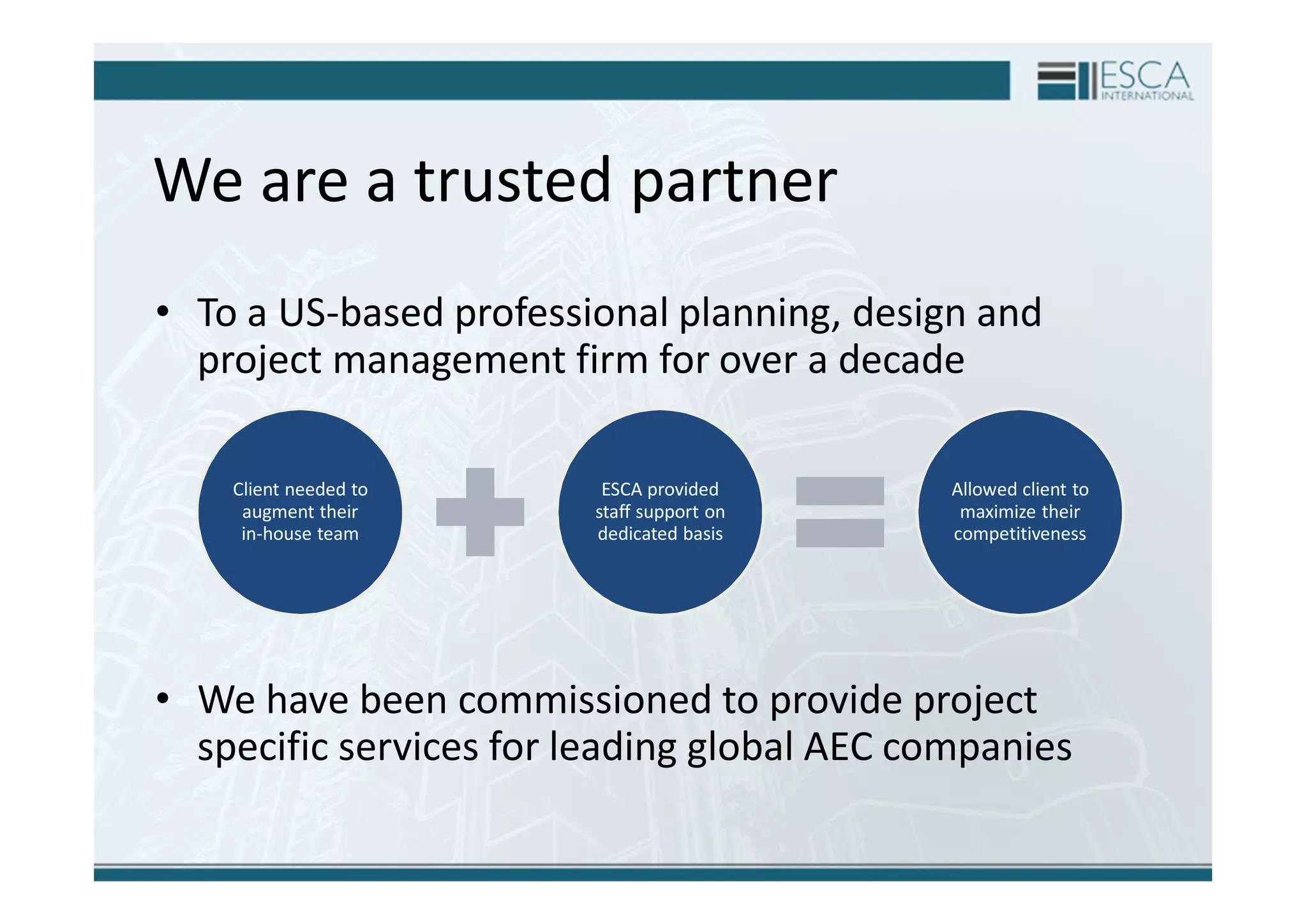 At ESCA International: Our people become part of your team | PDF