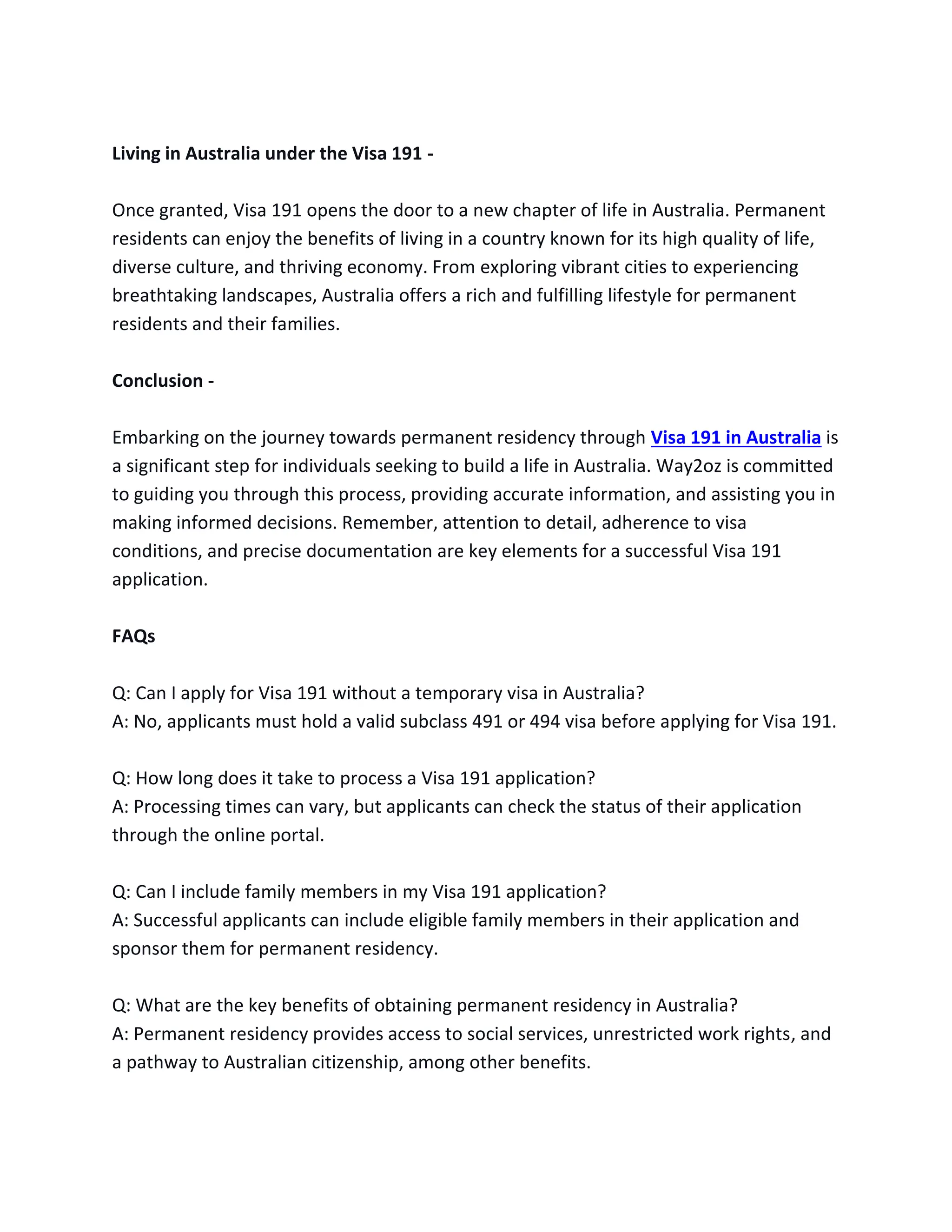 Your Path to Permanent Residency: A Guide to Visa 191 in Australia | DOCX