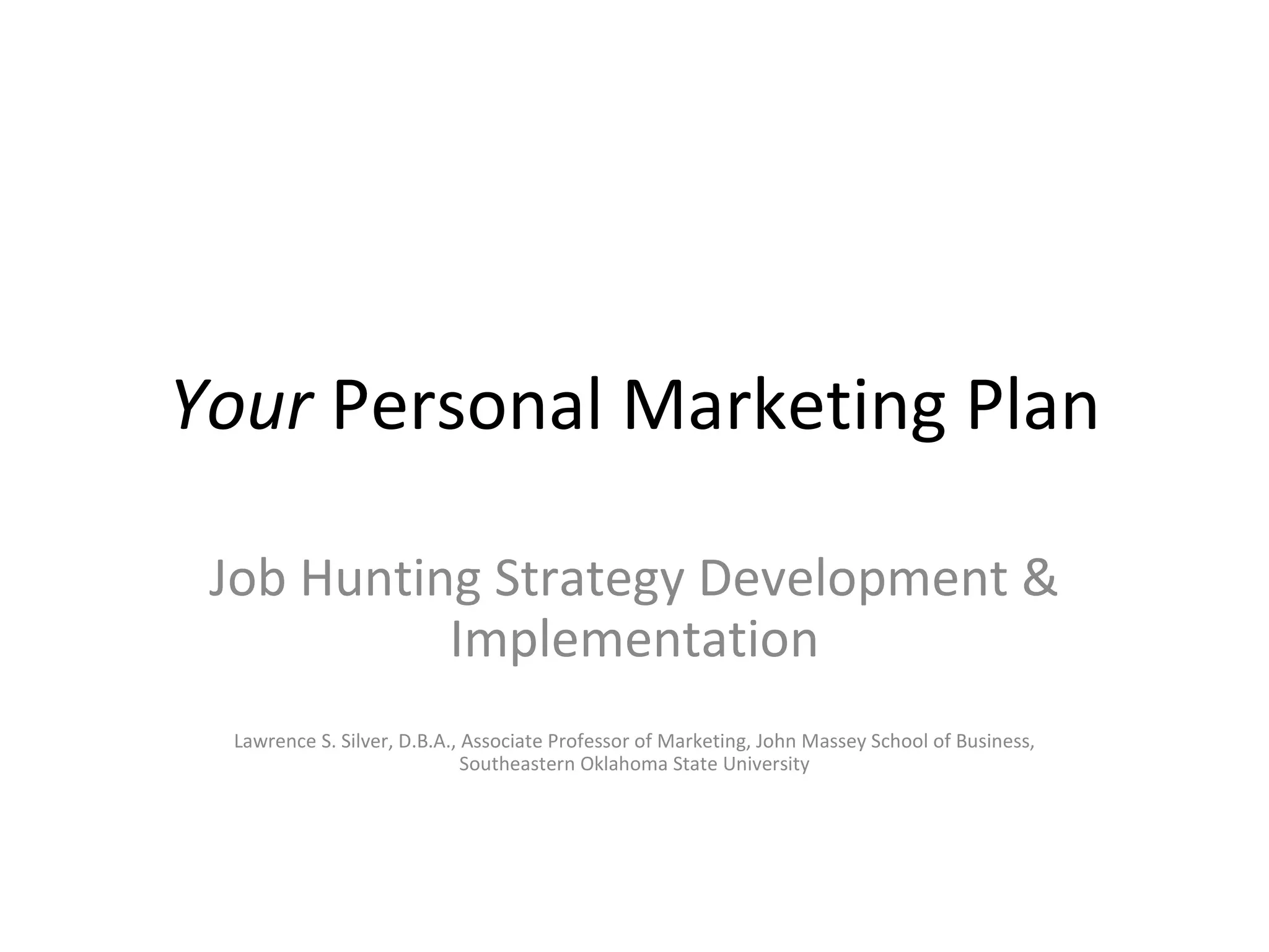 Your Personal Marketing Plan | PPT
