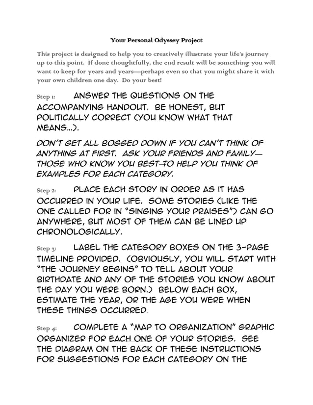 Your personal odyssey project | DOCX | Scrapbooking | Arts and Crafts