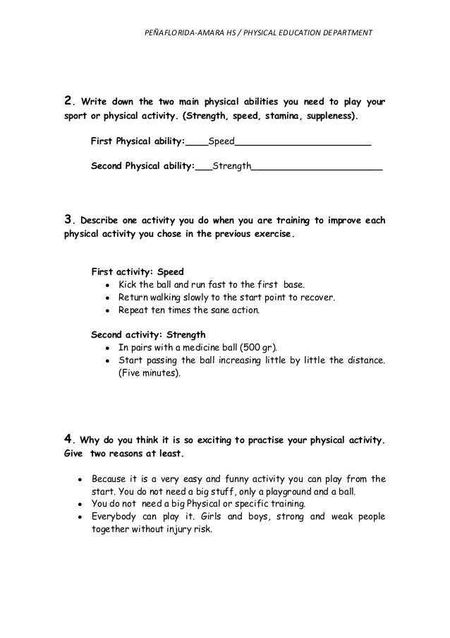 Your physical activity 2nd level