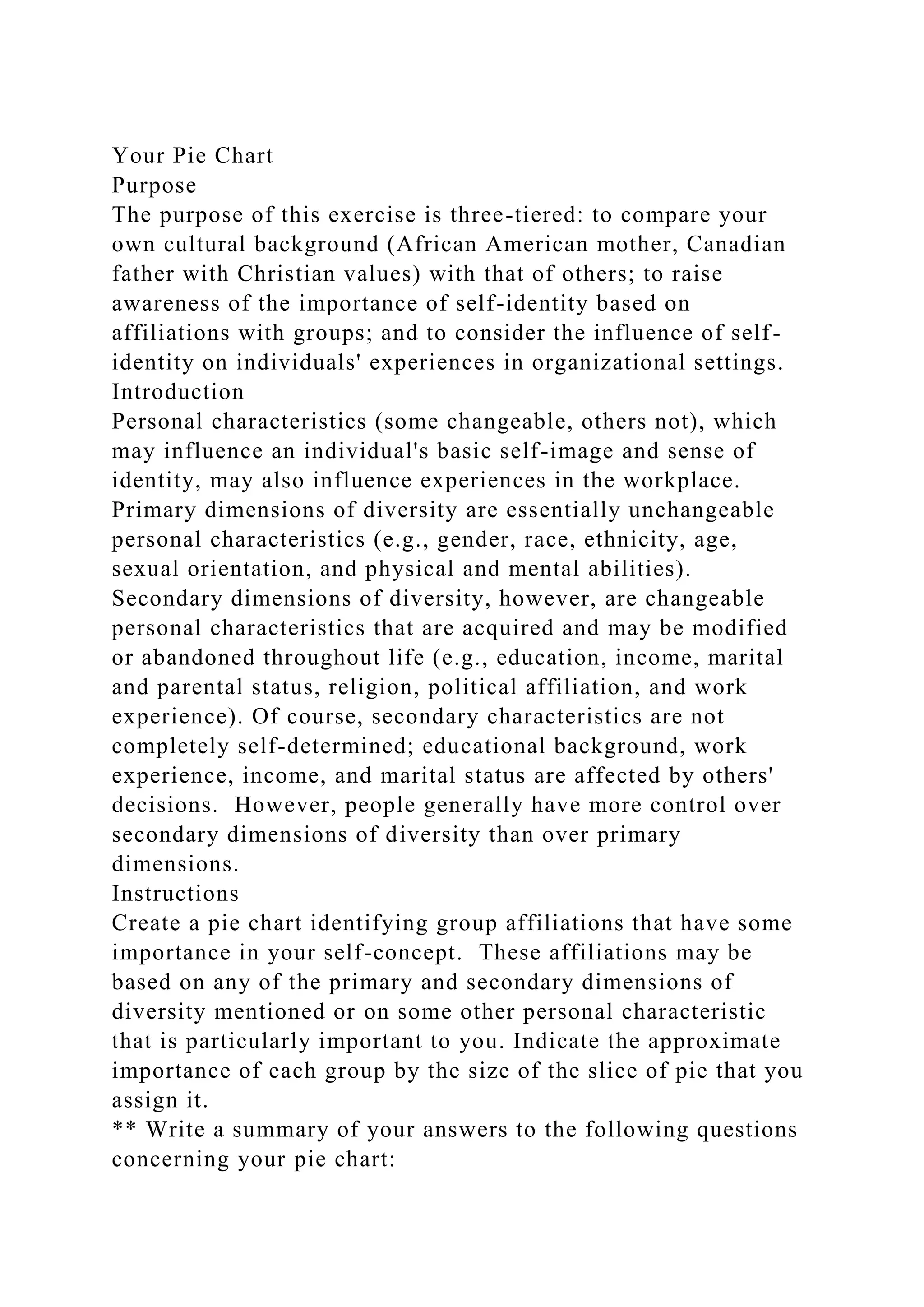 Your Pie Chart PurposeThe purpose of this exercise is three-tie.docx