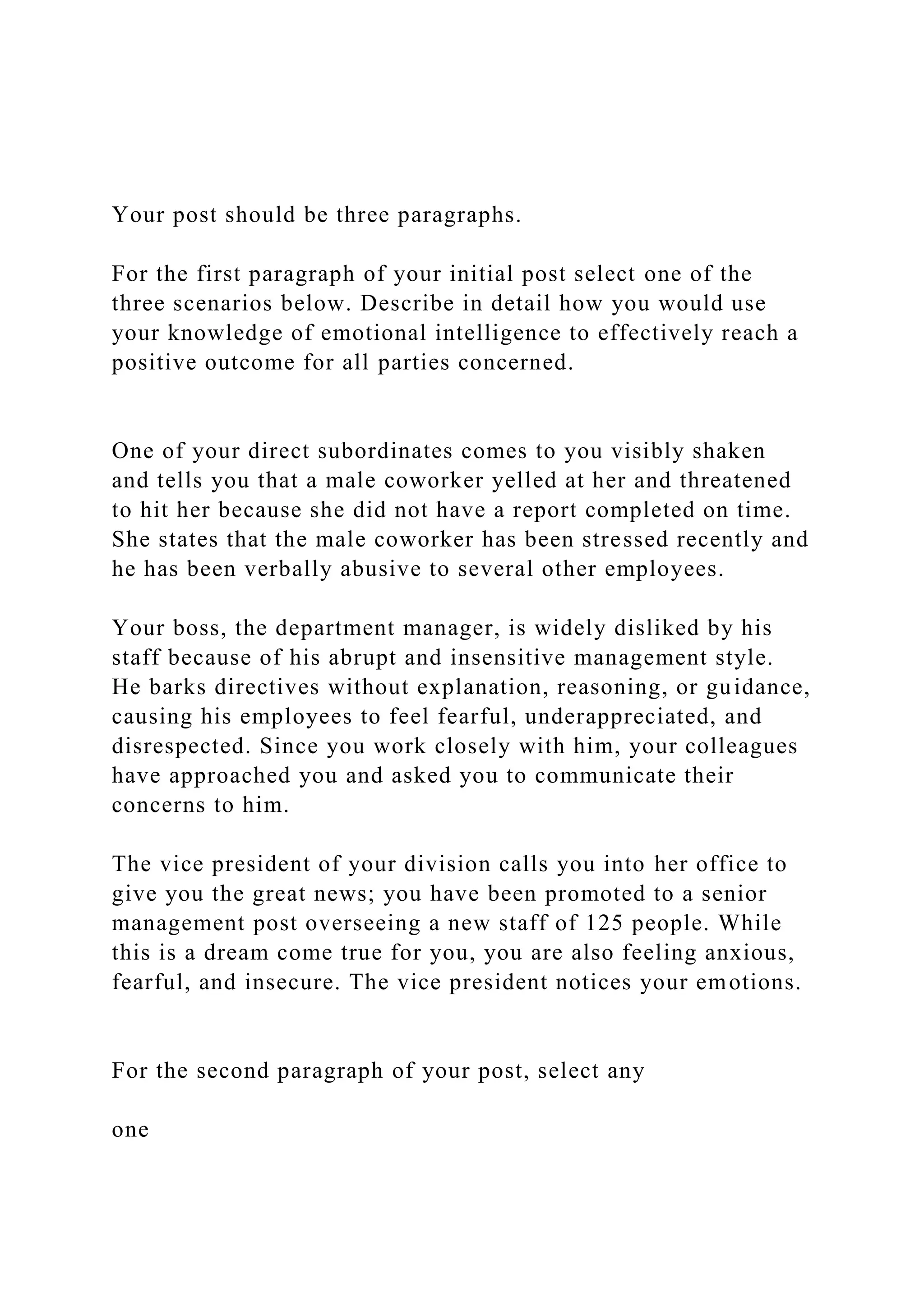 Your post should be three paragraphs.For the first paragraph.docx