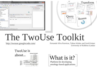 Filling the Gap between Semantic Web and MDE integrating OWL SPARQL and UML with TwoUse Toolkit ...