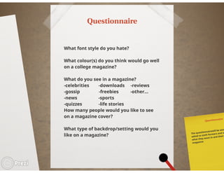 Initial ideas for my college magazine | PDF