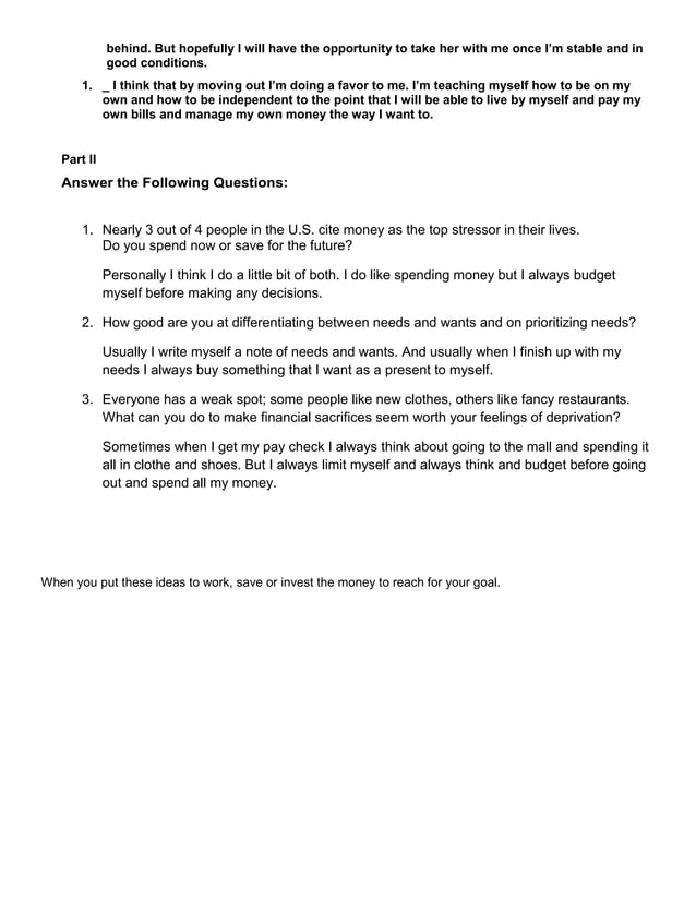 Your relationship with money | DOCX