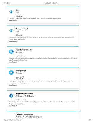 Your reports 23and me | PDF | Blood Disorders | Diseases and Conditions