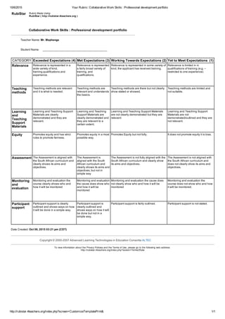 rubric collaborative work skills | PDF | Educational Assessment | Education