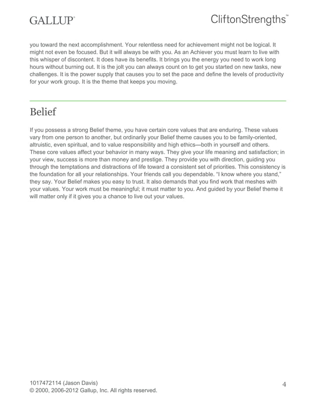 CliftonStrengths Talent Report | PDF