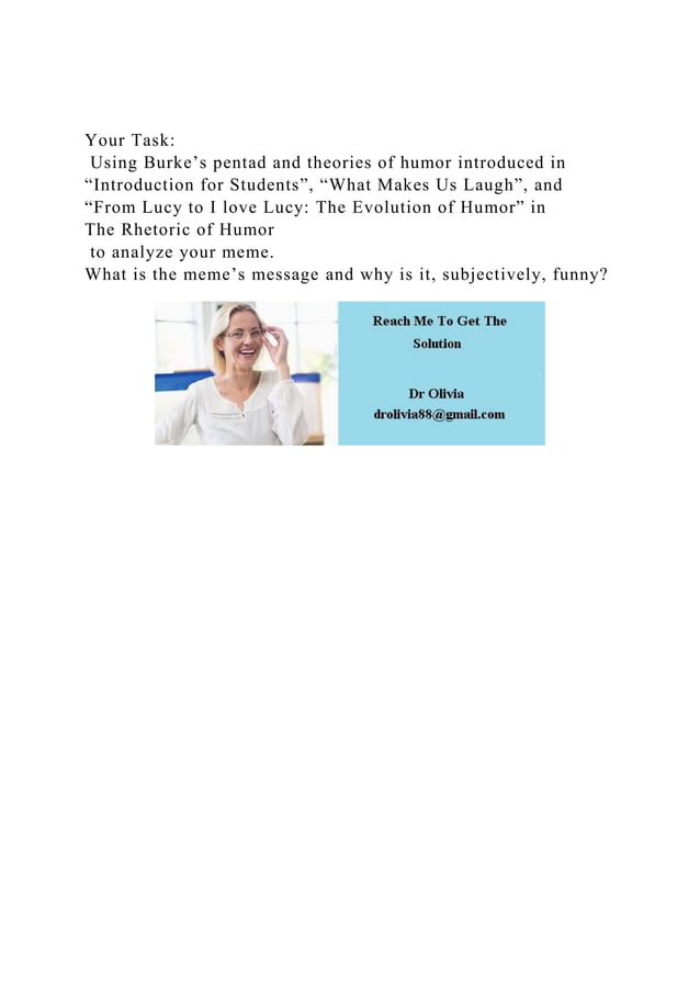 Your Task Using Burke’s pentad and theories of humor introduced | PDF