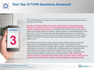 Your Top 10 TCPA Questions Answered | PPTX