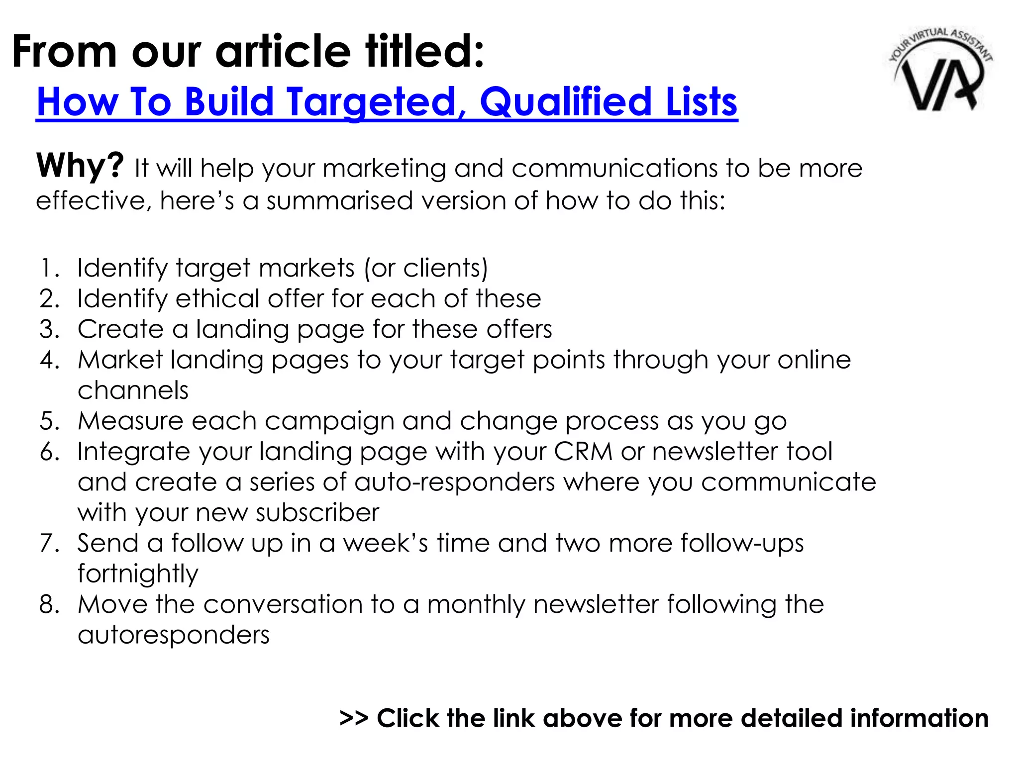 Targeted Lists & Landing Pages | PPT
