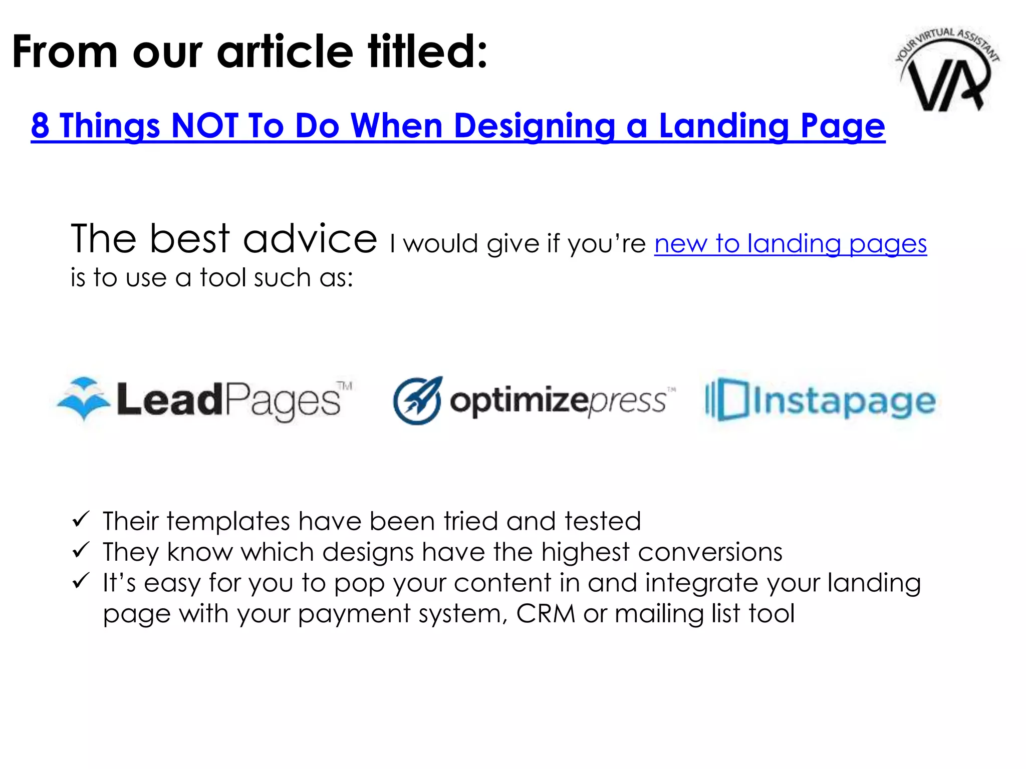 Targeted Lists & Landing Pages | PPT
