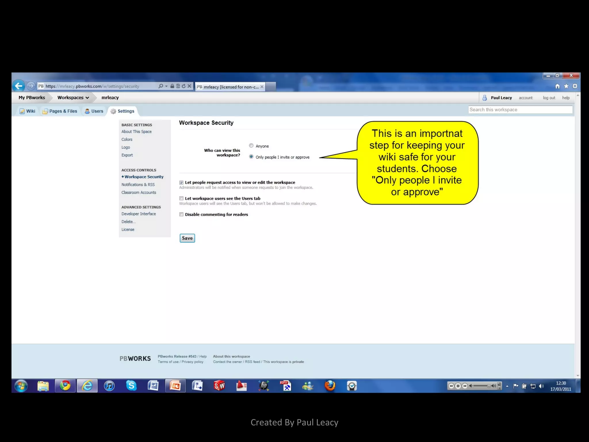 Your wiki’s settings tutorial (pbworks) | PPT