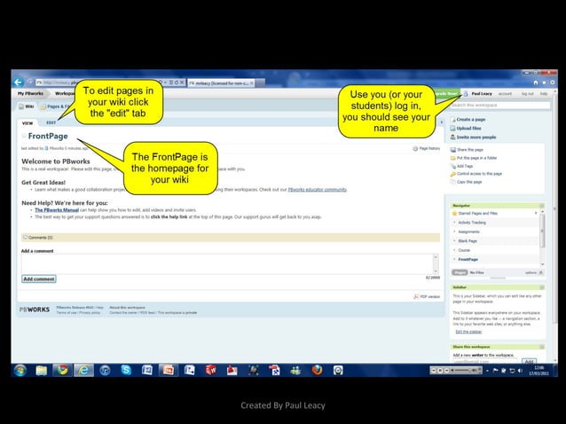Your wiki’s settings tutorial (pbworks) | PPT