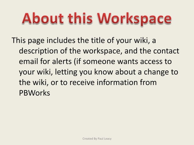 Your wiki’s settings tutorial (pbworks) | PPT