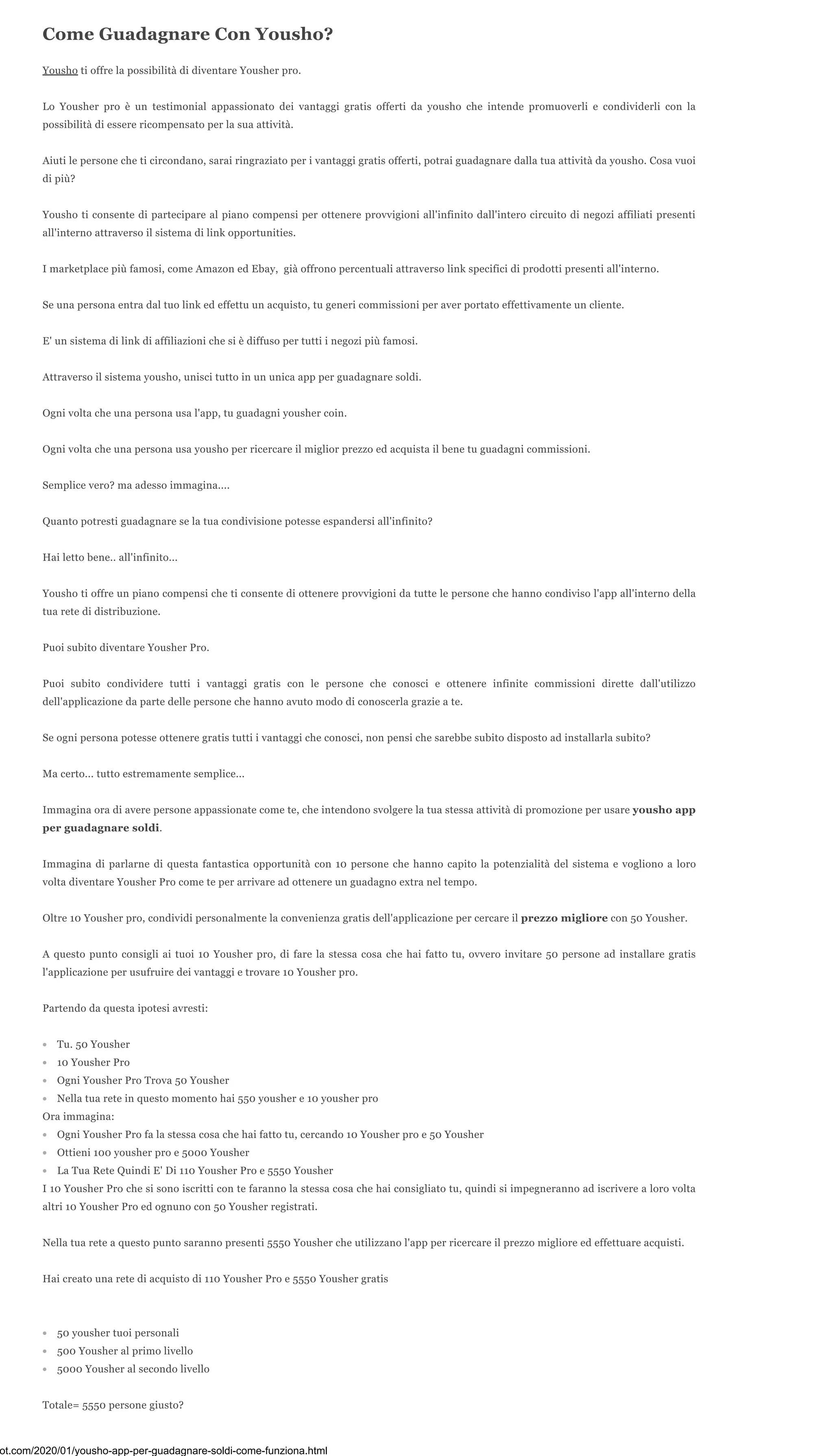 Yousho app per guadagnare soldi | PDF