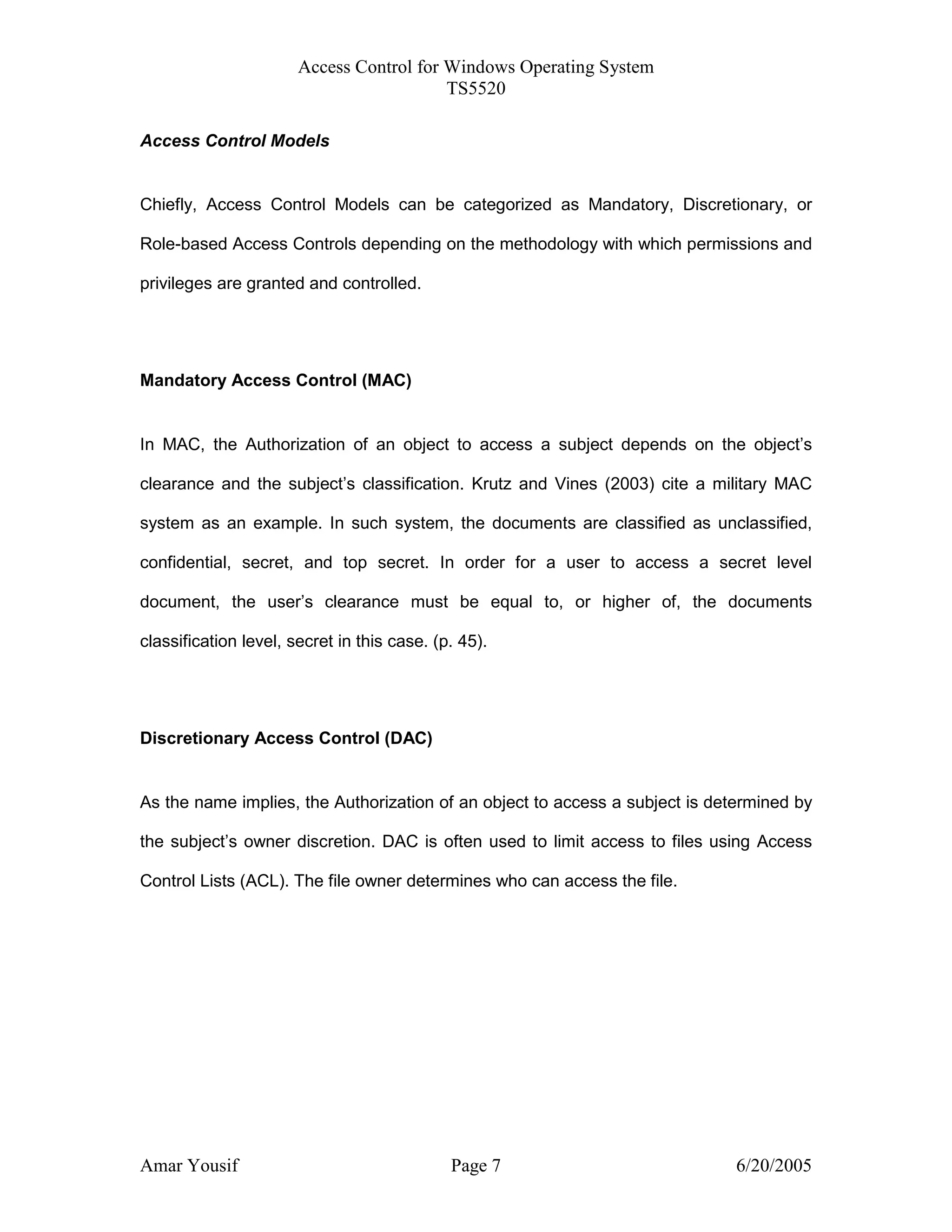 Access Control for Windows | PDF