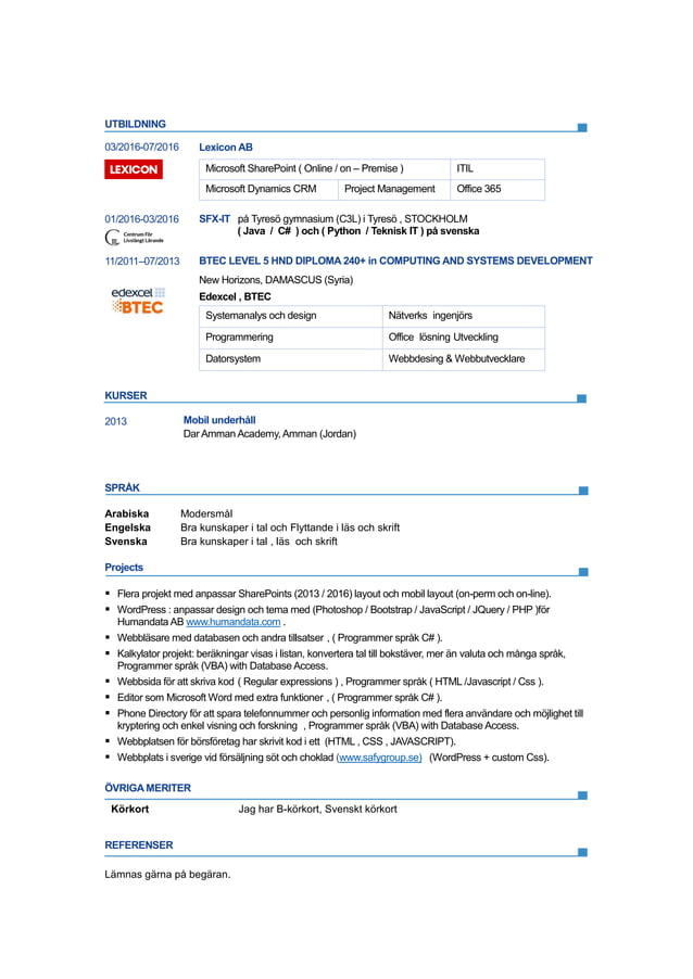 Youssef moti cv Swedish | PDF