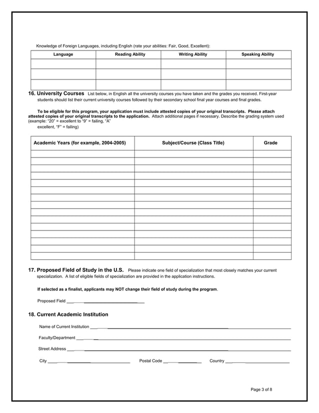 USEFP exchange program application | DOC