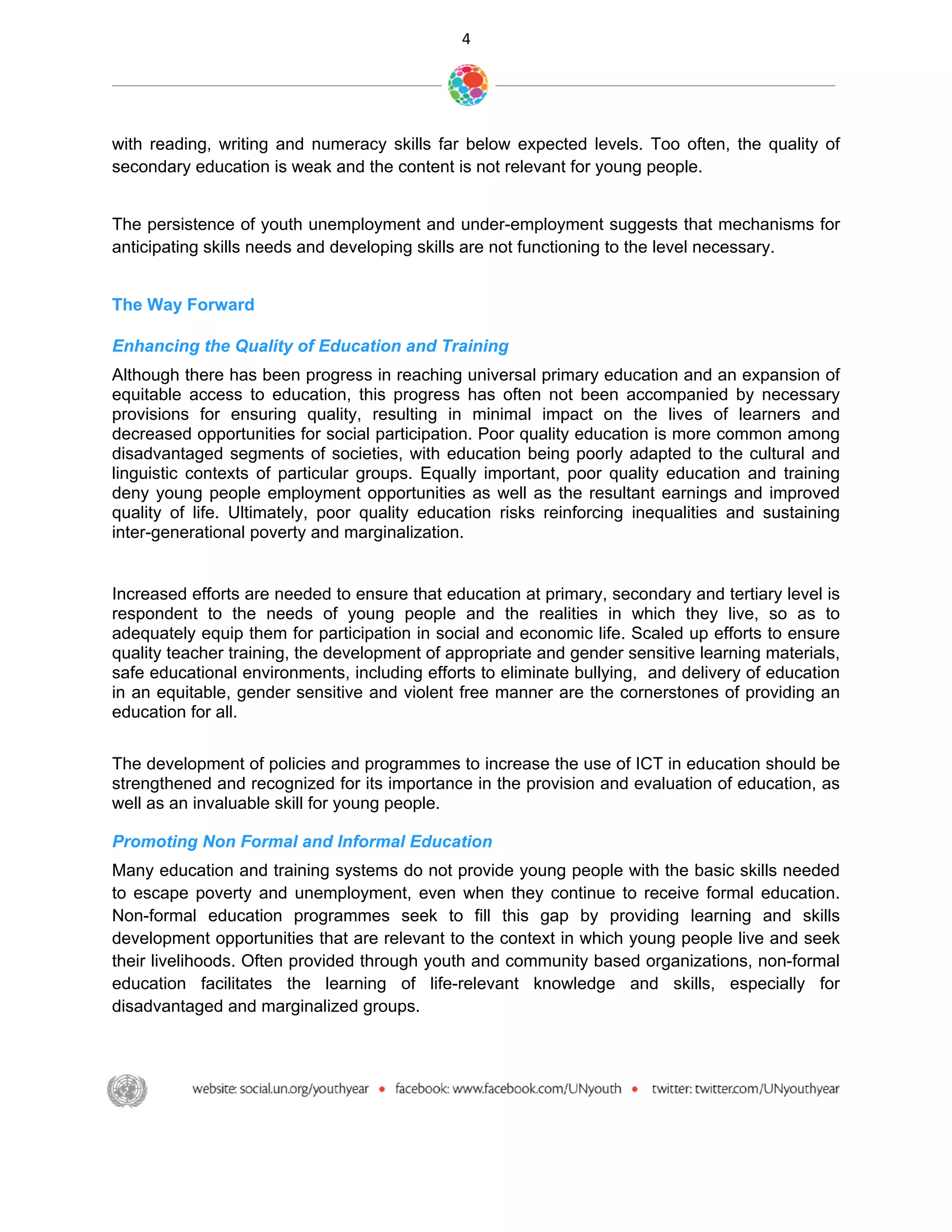 Fact Sheet: Youth and Education | PDF