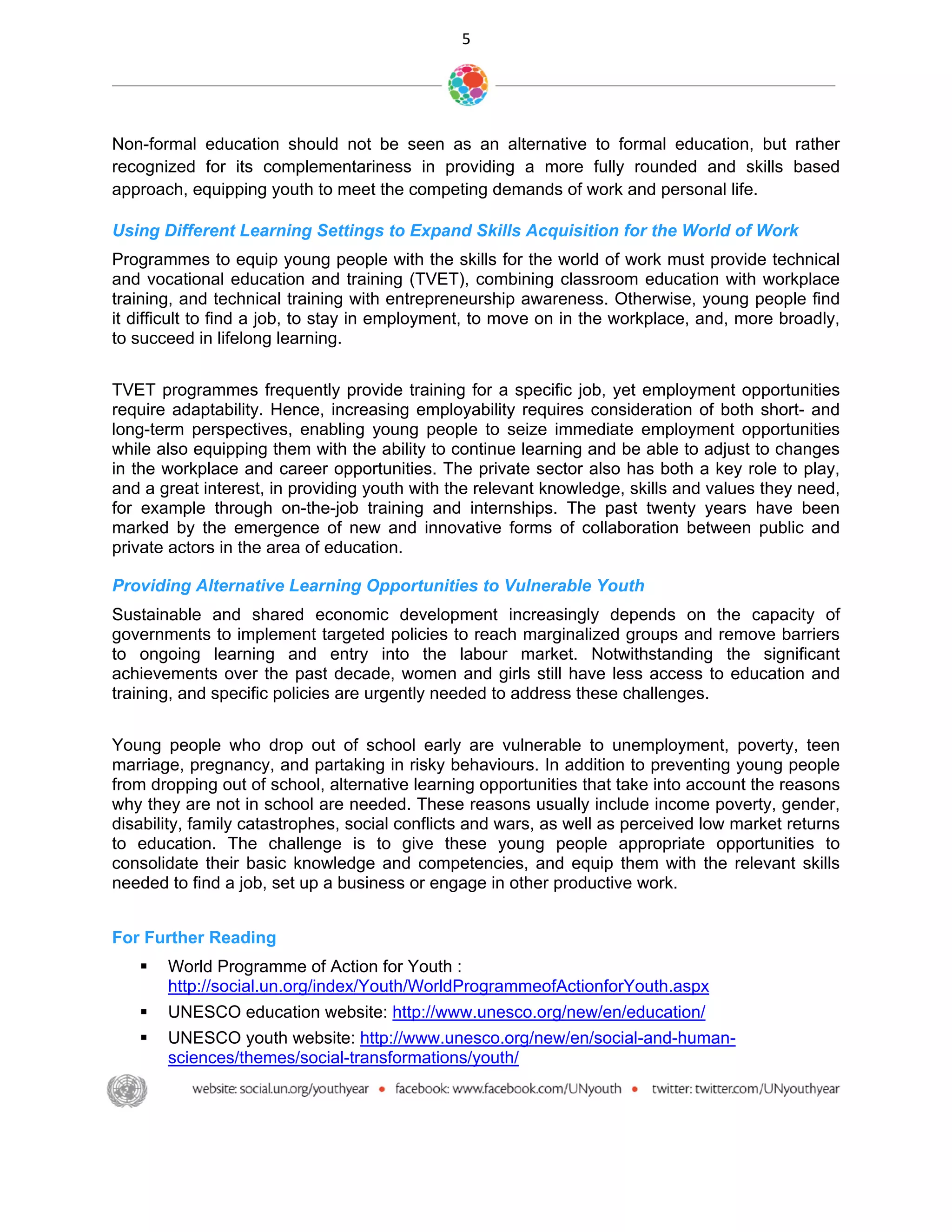 Fact Sheet: Youth and Education | PDF